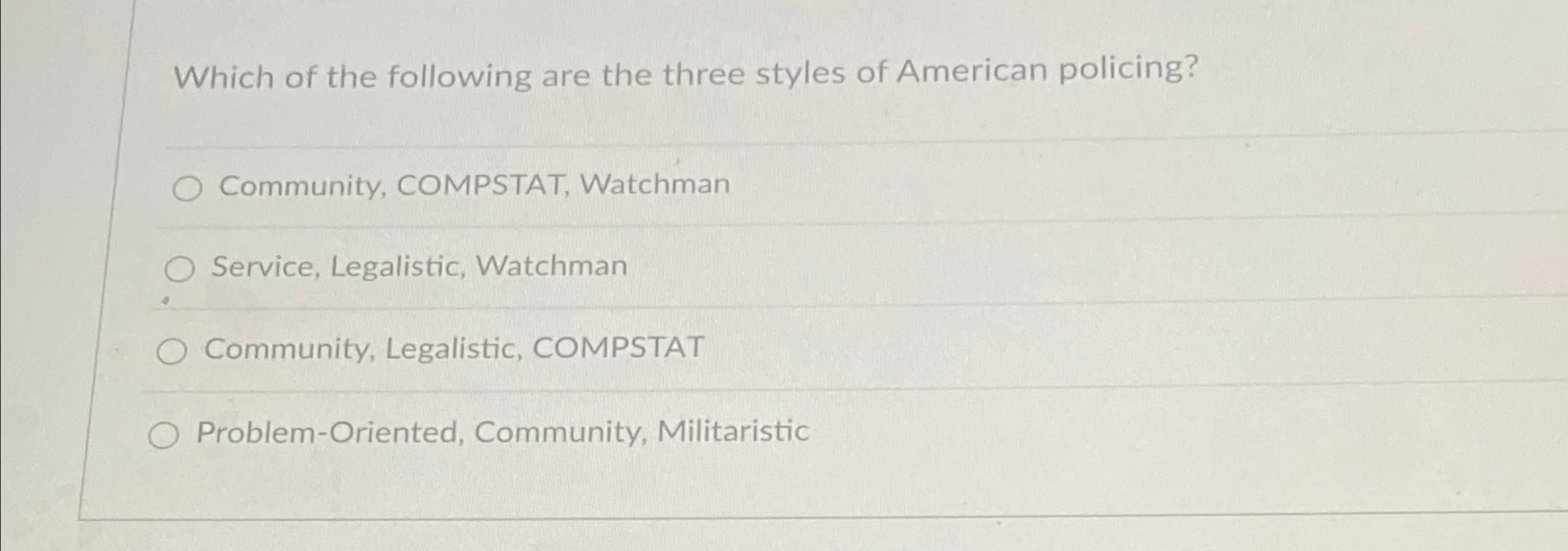 Solved Which of the following are the three styles of | Chegg.com