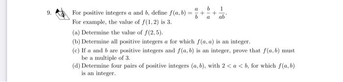 Solved For positive integers a and b, define | Chegg.com