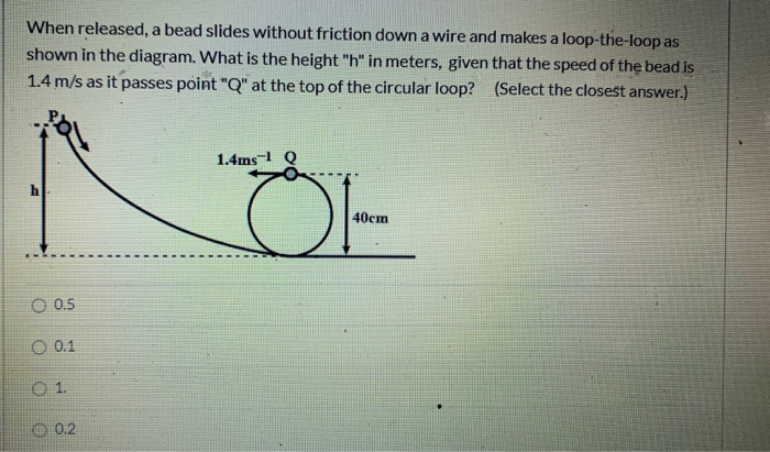 Solved When released, a bead slides without friction down a | Chegg.com