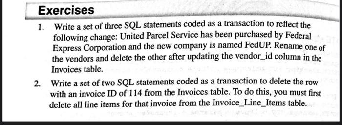 Solved 1. Write a set of three SQL statements coded as a | Chegg.com