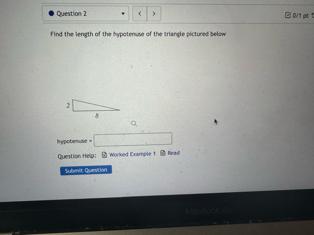 Solved Find the length of the hypotenuse of the triangle | Chegg.com