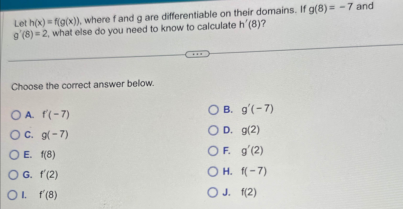 Solved Let h(x)=f(g(x)), ﻿where f ﻿and g ﻿are differentiable | Chegg.com