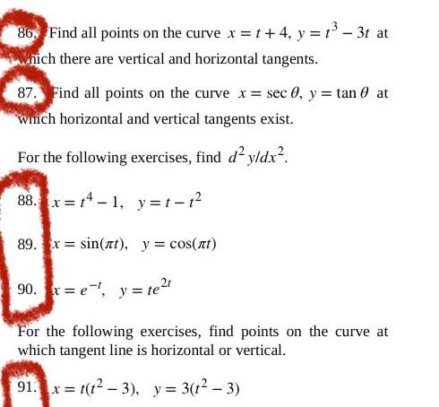 Solved 86. Find all points on the curve x=t+4,y=t3−3t at | Chegg.com