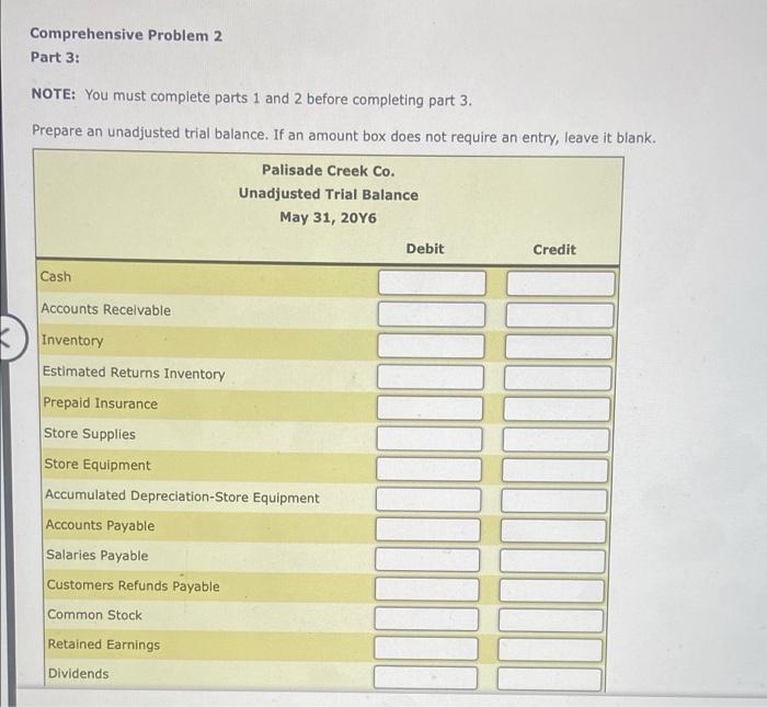 Solved Comprehensive Problem 2 Part 1 and Part 2 Palisade | Chegg.com
