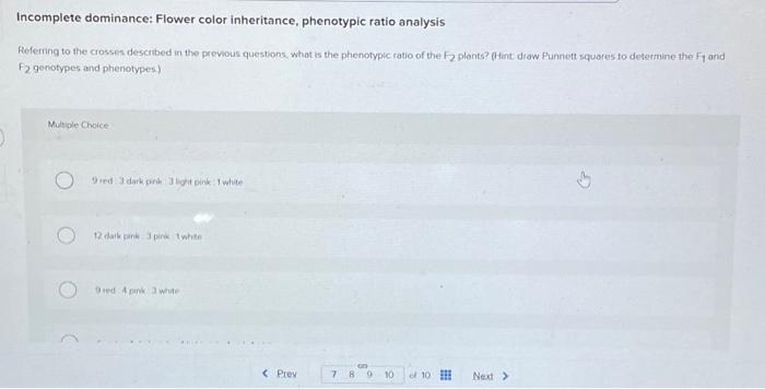 Incomplete dominance: Flower color inheritance, | Chegg.com