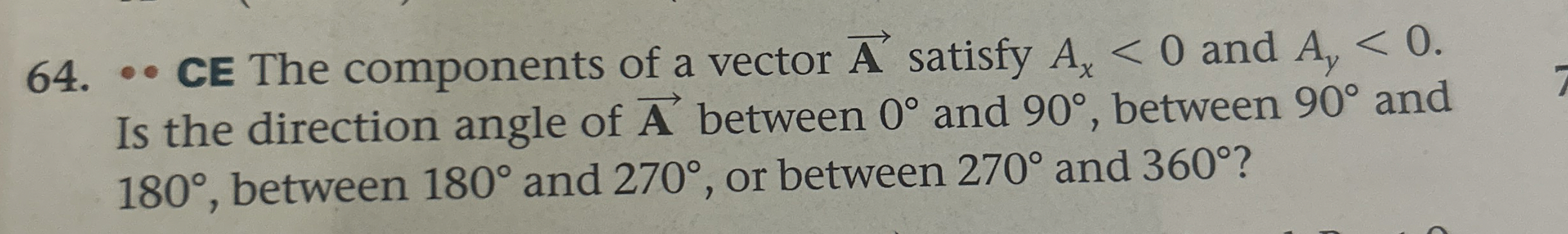 Solved CE The components of a vector vec(A) ﻿satisfy Ax