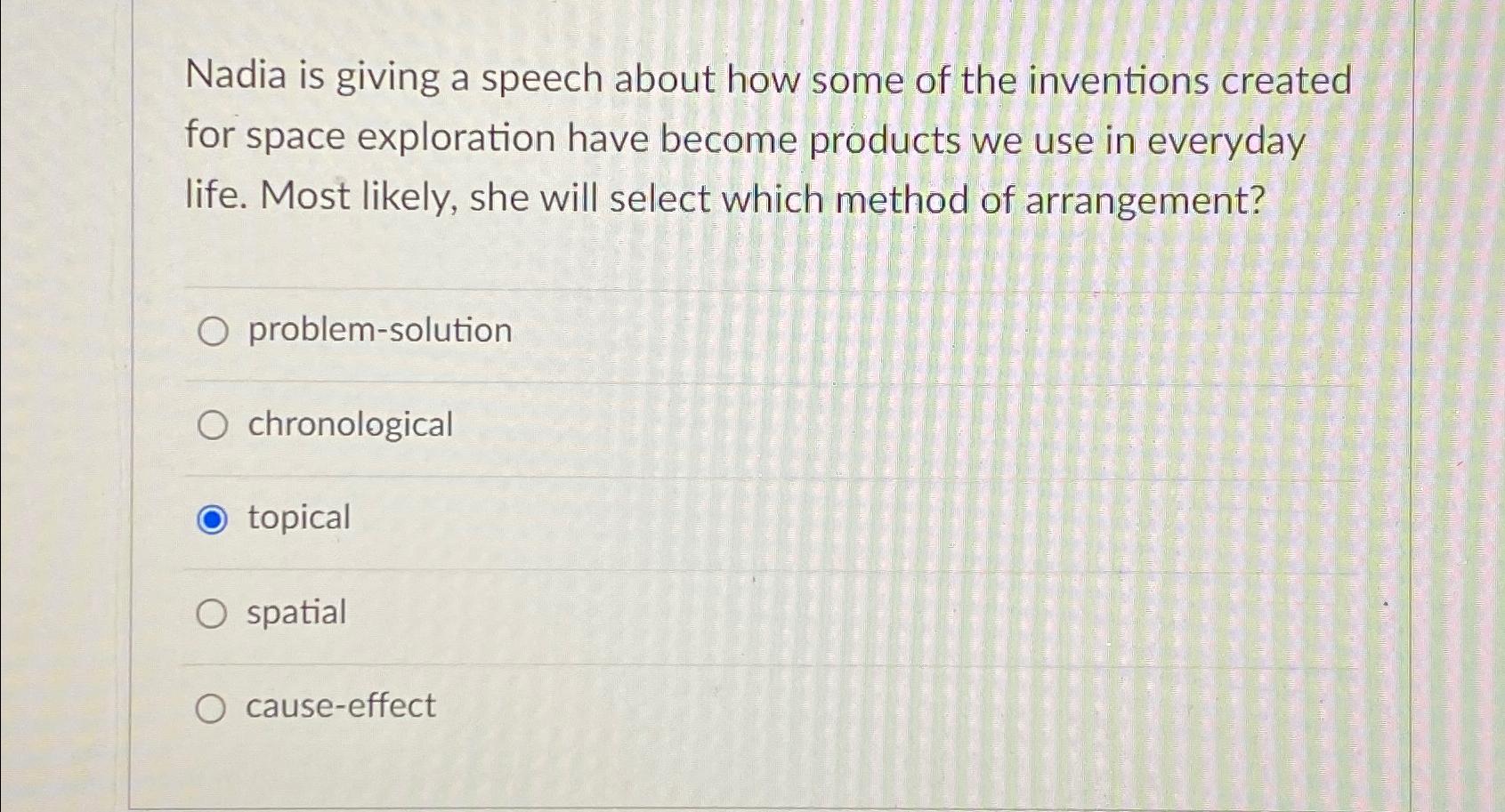 Solved Nadia is giving a speech about how some of the | Chegg.com