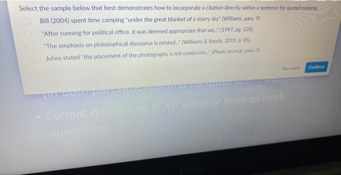 Solved Select the sample below that best demonstrates how to | Chegg.com