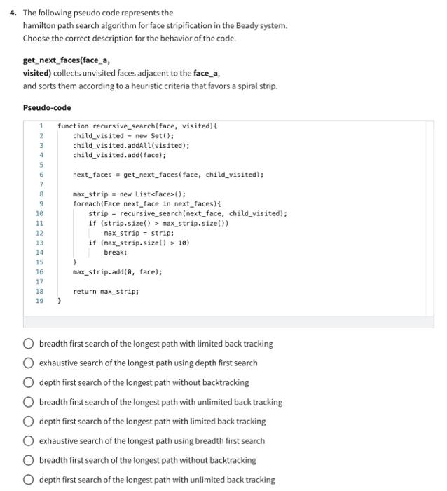 Solved 4. The following pseudo code represents the hamilton | Chegg.com