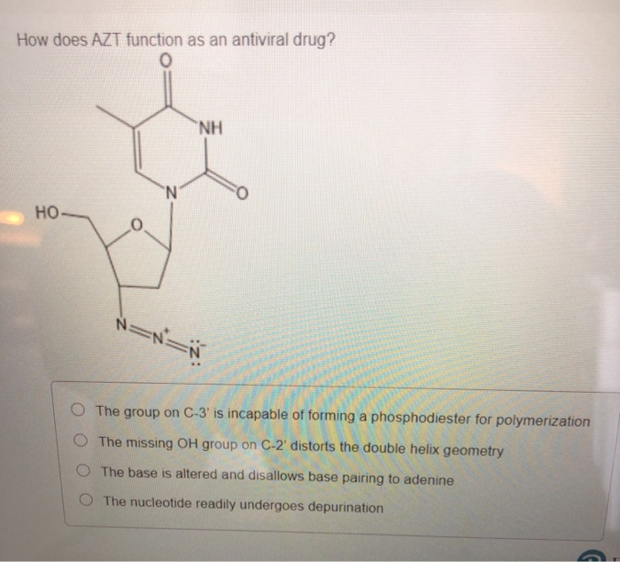 How does AZT function as an antiviral drug? NH N НО. | Chegg.com