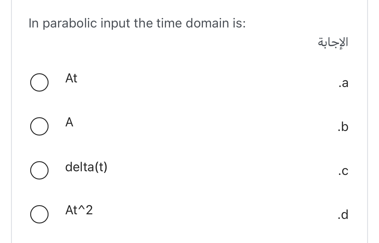 Solved In parabolic input the time domain | Chegg.com
