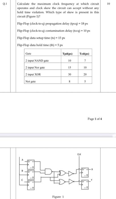 Solved 0.1 10 Calculate the maximum clock frequency at which | Chegg.com