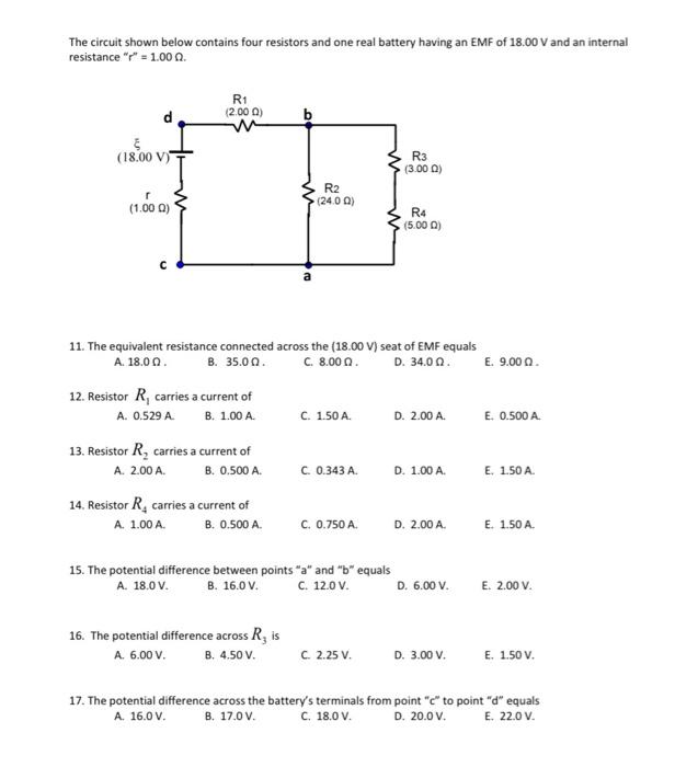 Solved The circuit below contains ideal batteries (having | Chegg.com