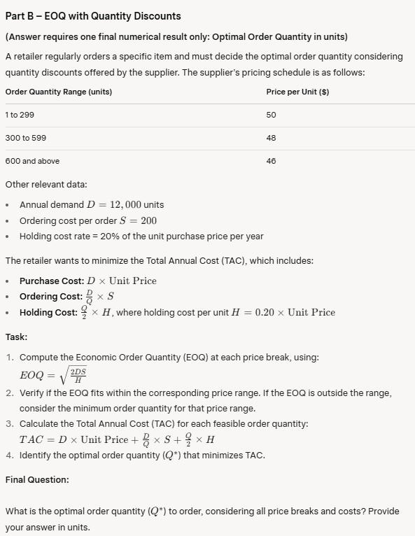 [Solved]: Cost-Effective Operations Through EOQ Analysis in