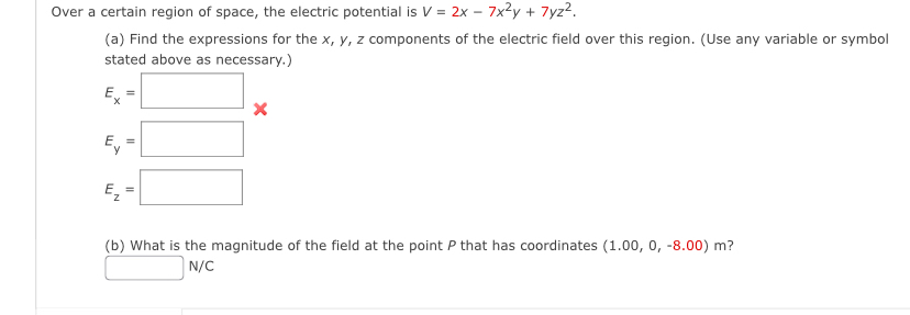 Solved Over a certain region of space, the electric | Chegg.com