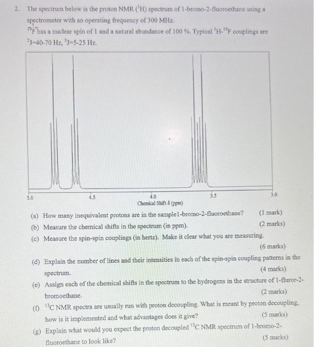 Solved 2. The spectrum below is the proton NMR ( ′H) | Chegg.com