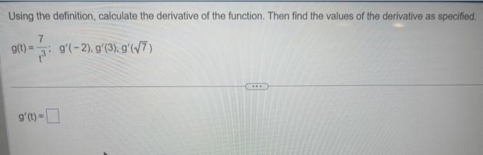 Solved Using the definition, calculate the derivative of the | Chegg.com