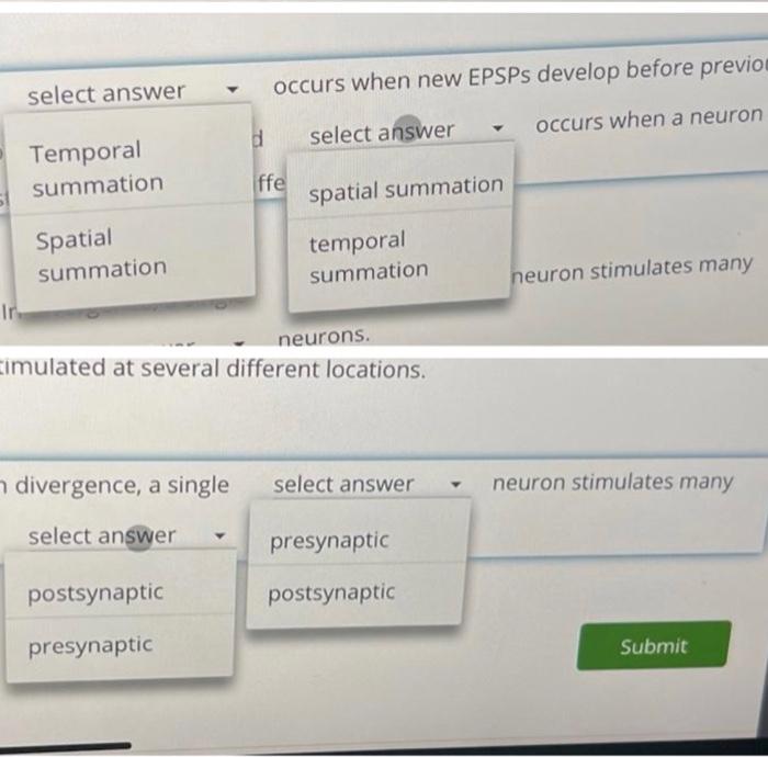 Solved select answer occurs when new EPSPs develop before | Chegg.com