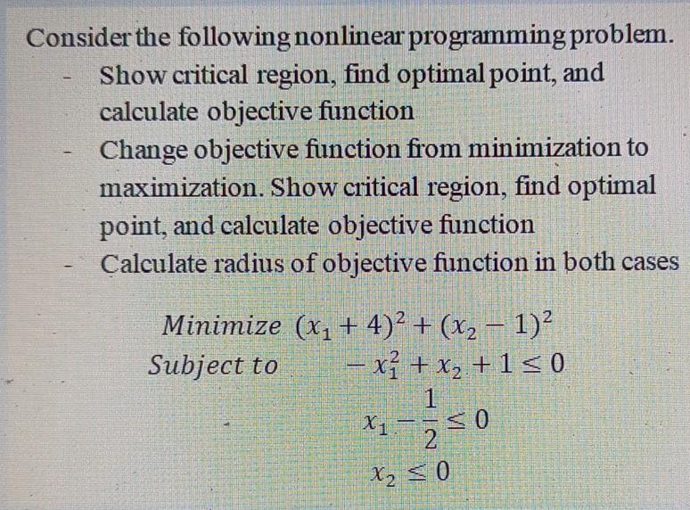 Solved Consider the following nonlinear programming problem. | Chegg.com