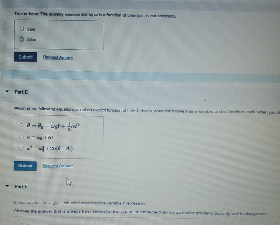 Solved True or false The quantity represented by ω ﻿is a | Chegg.com