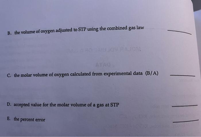 Solved Molar Volume of Gas Lab Needed: Parts A,B,C,D,E of | Chegg.com