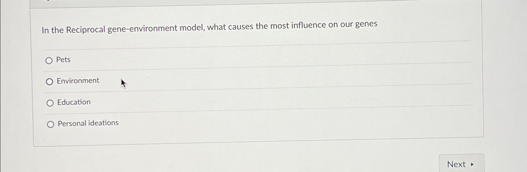 Solved In the Reciprocal gene-environment model, what causes | Chegg.com