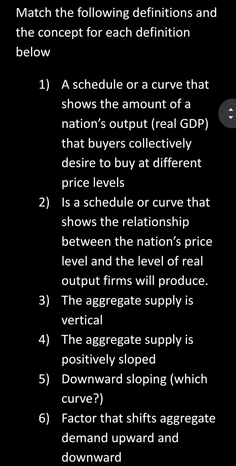 Solved Match the following definitions and the concept for | Chegg.com