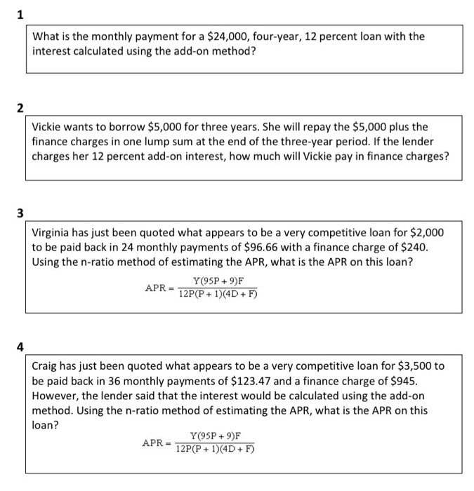 Solved What Is The Monthly Payment For A 24 000 Four year Chegg