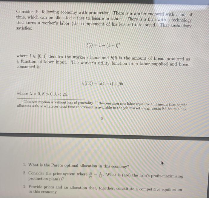 Consider the following economy with production. There | Chegg.com