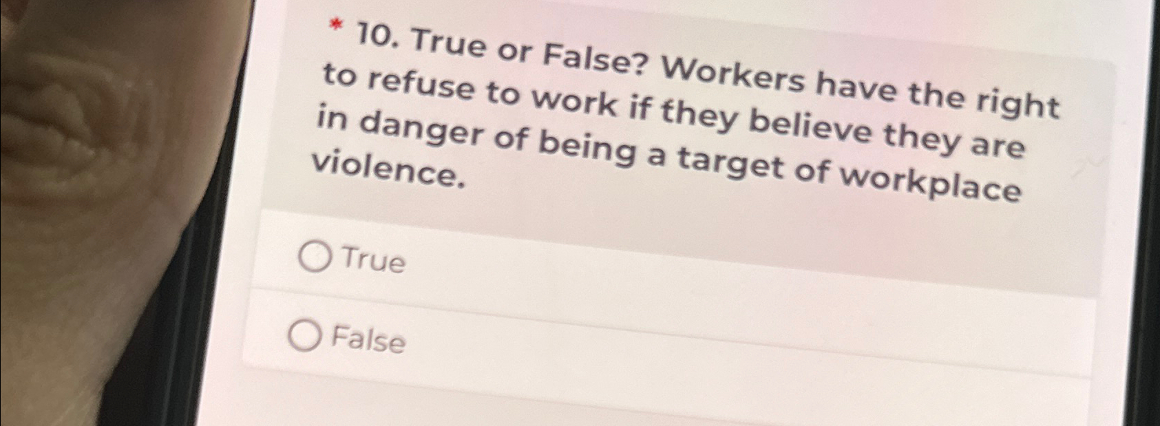 Solved True or False? Workers have the right to refuse to | Chegg.com