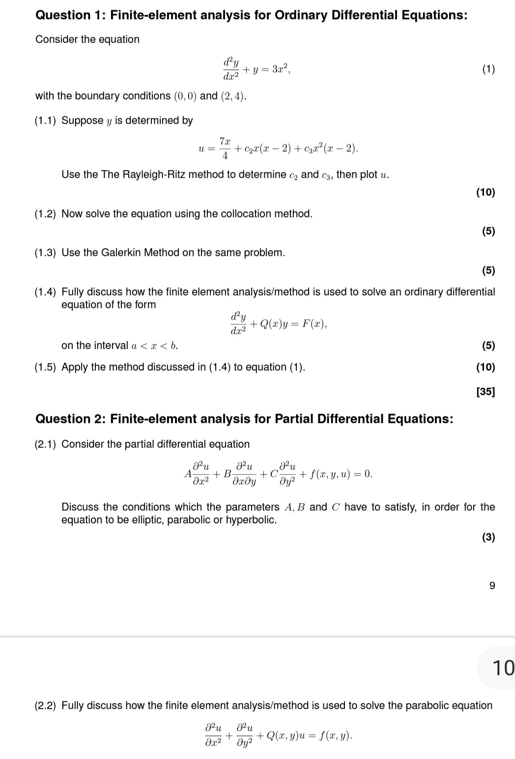Solved Question 1: Finite-element analysis for Ordinary | Chegg.com