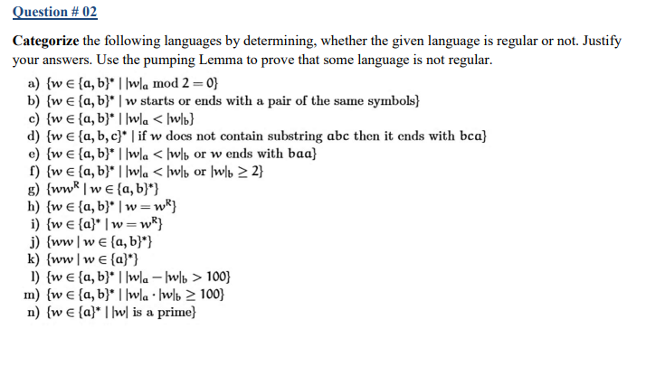 Solved Question # 02Categorize the following languages by | Chegg.com
