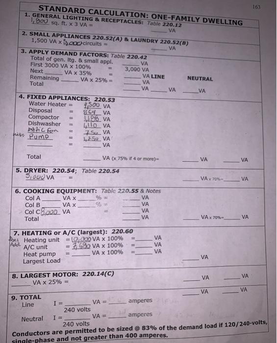 STANDARD CALCULATION: ONE-FAMILY DWELLING 1. GENERAL | Chegg.com