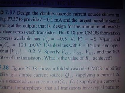 Solved Design the double-cascode current source Fig. P7.37 | Chegg.com