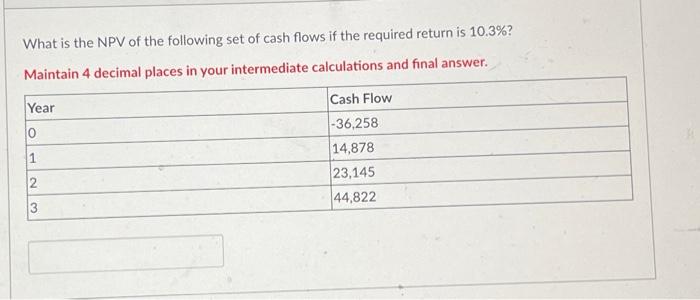 Solved What is the NPV of the following set of cash flows if | Chegg.com