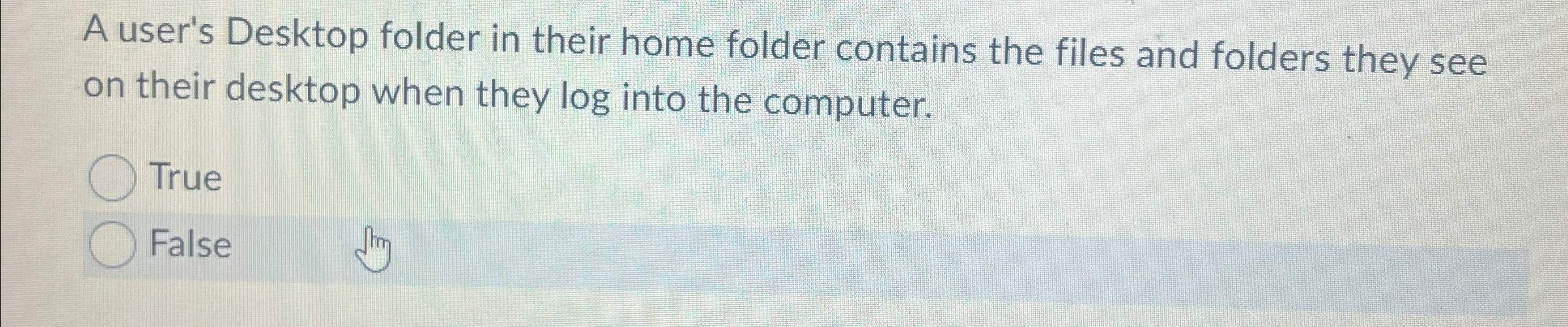Solved A user's Desktop folder in their home folder contains | Chegg.com