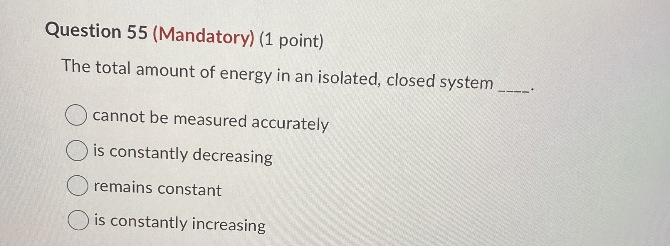 Solved Question 55 (Mandatory) (1 ﻿point)The total amount of | Chegg.com