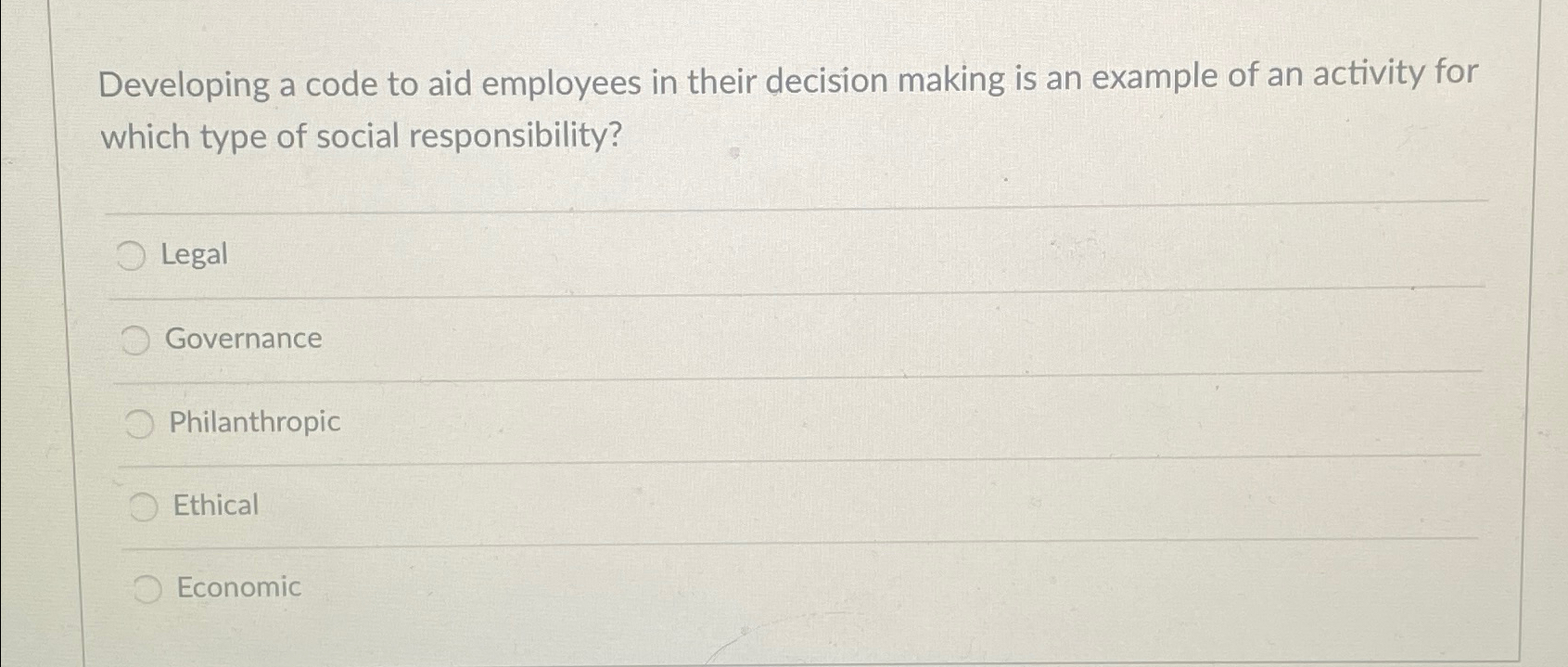 Solved Developing a code to aid employees in their decision | Chegg.com