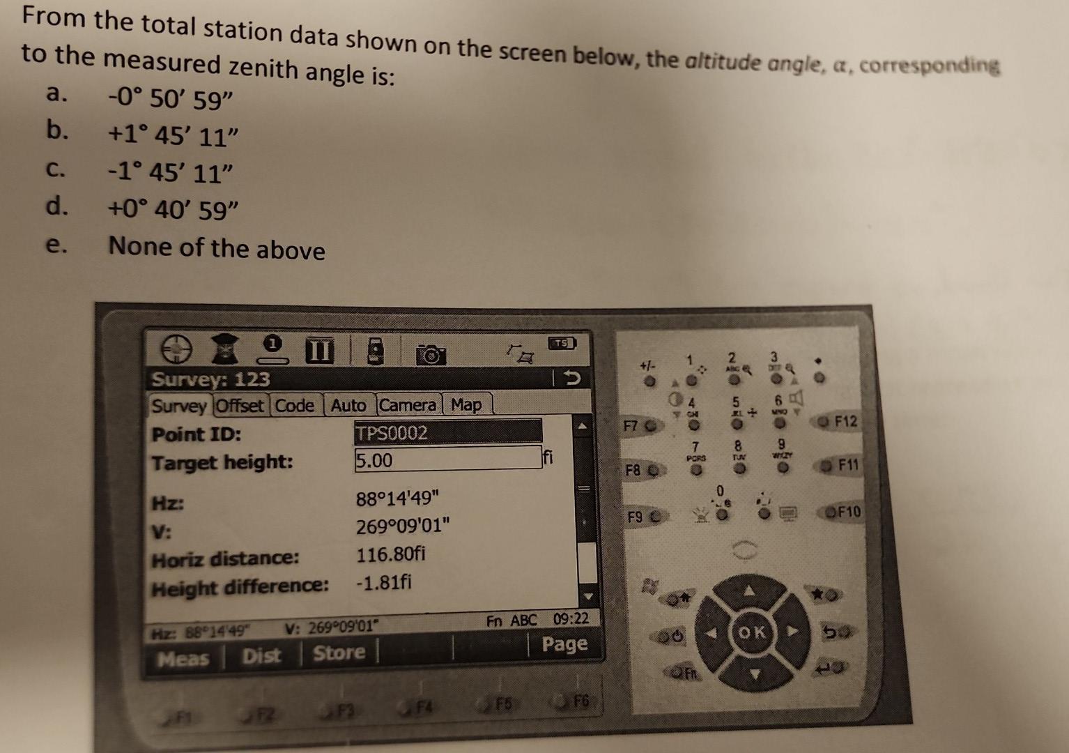 Solved From the total station data shown on the screen | Chegg.com