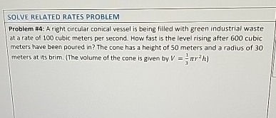Solved SOLVE RELATED RATES PROBLEMProblem #4: A right | Chegg.com