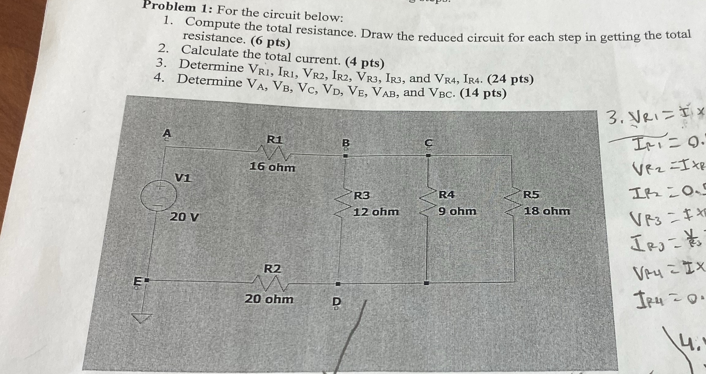 Solved Problem 1: For the circuit below:Compute the total | Chegg.com