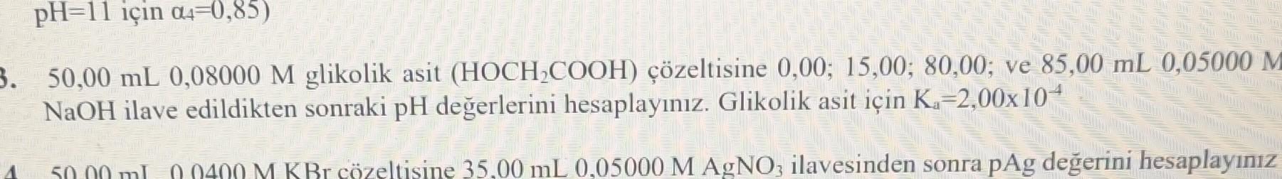 Solved 50,00 mL0,08000M glikolik asit (HOCH2COOH) | Chegg.com