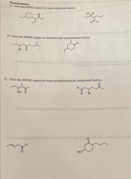 Solved Nomenclature 1) Give the IUPAC name for each aldehyde | Chegg.com