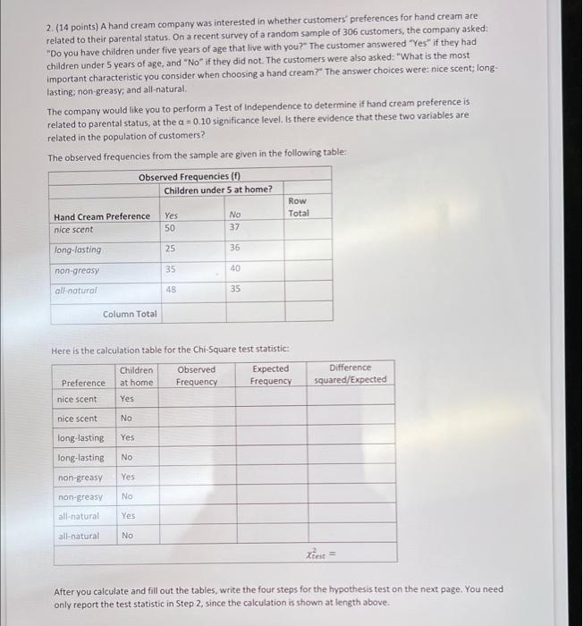 Solved a. For each problem, show at minimum: 1) The null and | Chegg.com
