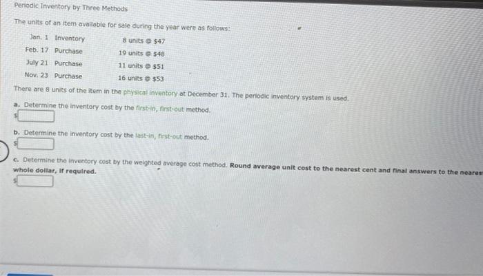 Solved Periodic Inventory Using FIFO, LIFO, and Weighted | Chegg.com
