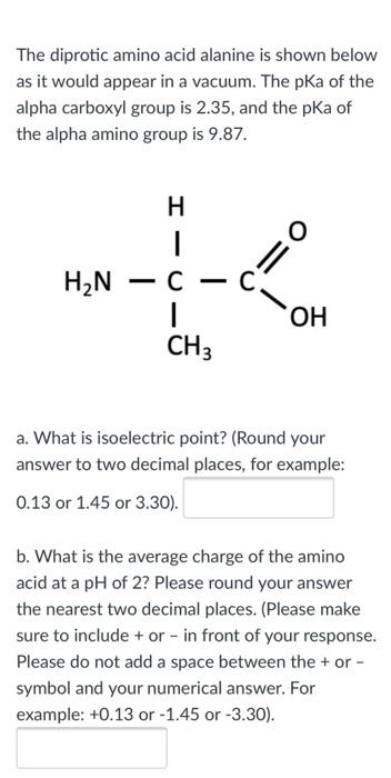 Solved The diprotic amino acid alanine is shown below as it | Chegg.com