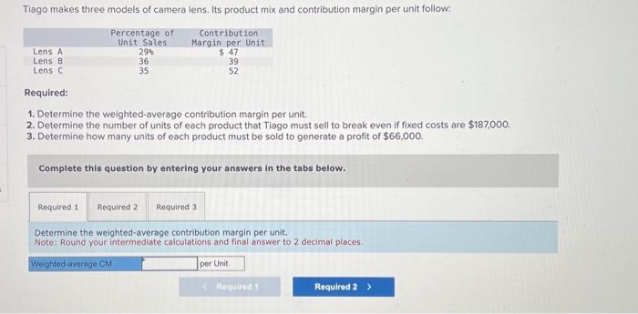Solved 1. Determine the weighted-average contribution margin | Chegg.com