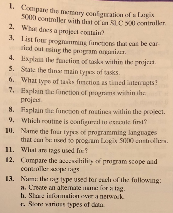 Solved 5004 are the memory configuration of a Logix 3000 | Chegg.com