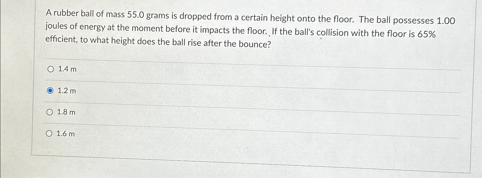 Solved A rubber ball of mass 55.0 ﻿grams is dropped from a | Chegg.com