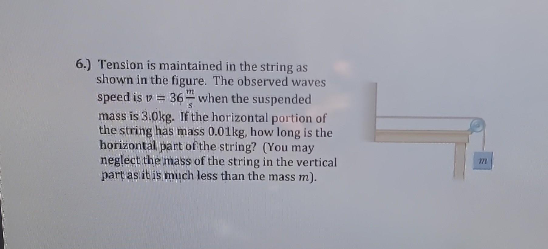 Solved 6.) Tension is maintained in the string as shown in | Chegg.com
